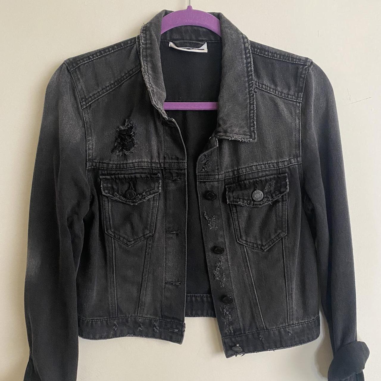 Noisy May black distressed denim jacket in size... - Depop