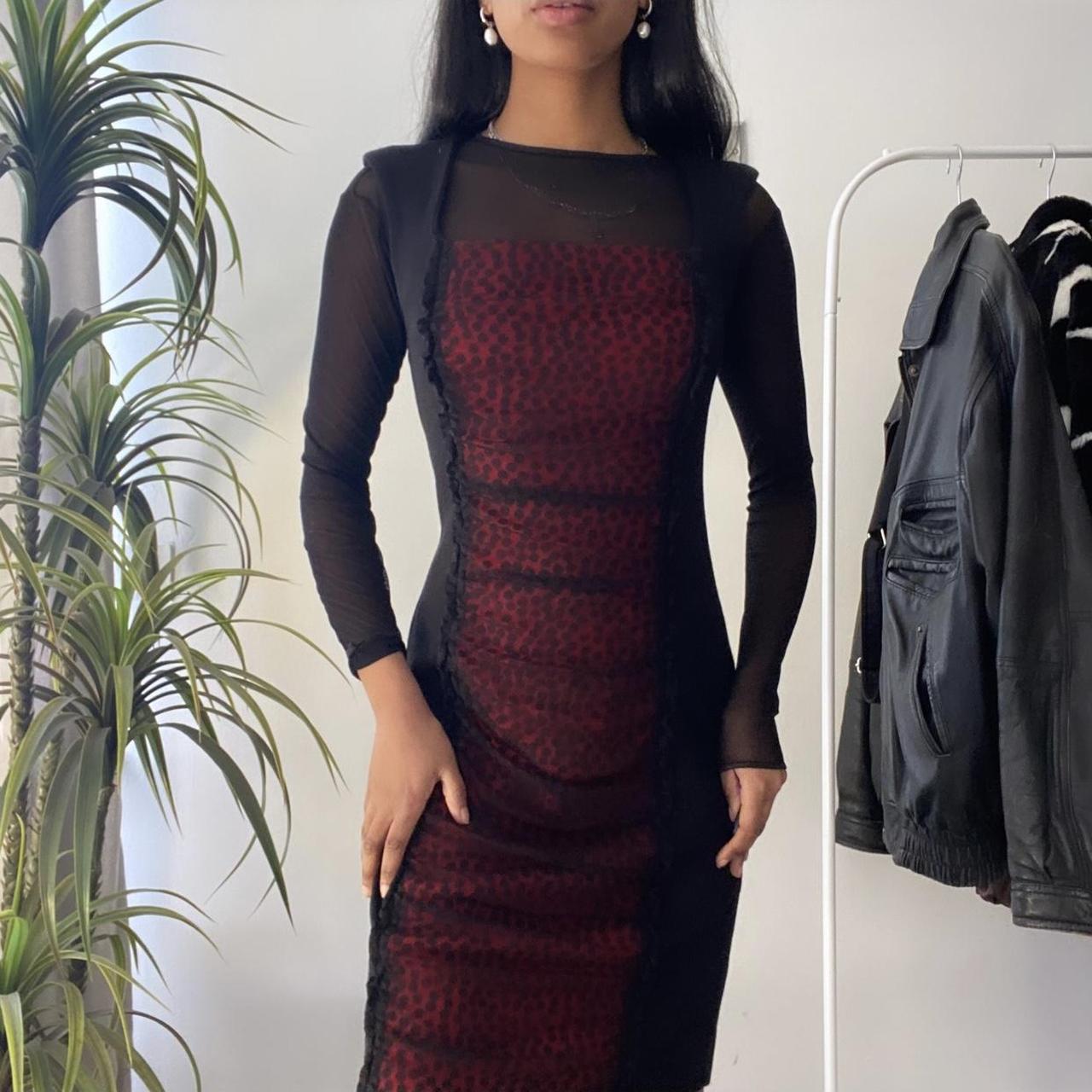 Black mesh dress vintage - Depop