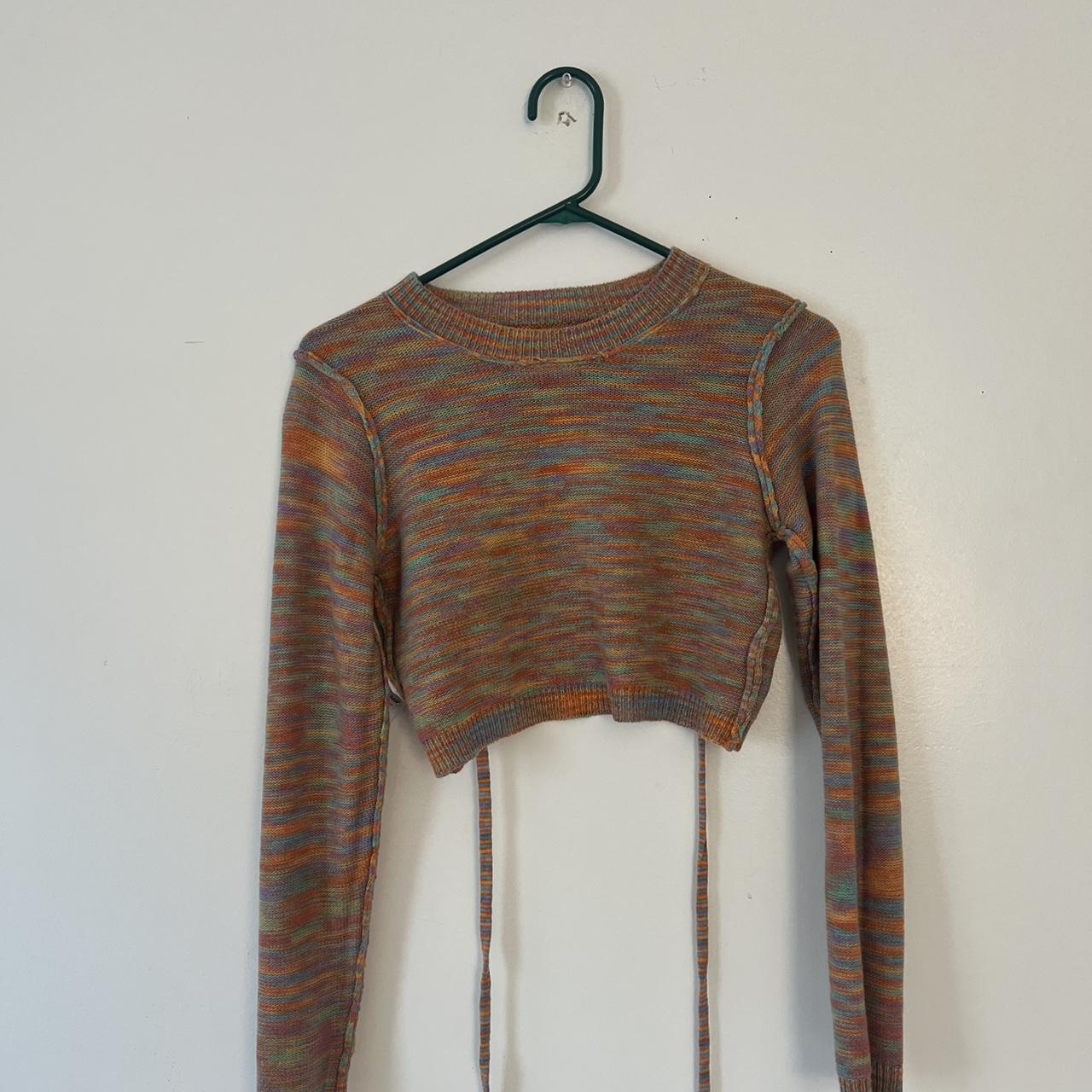 Backless multicolor 80s vibe high neck crop top 80s... - Depop