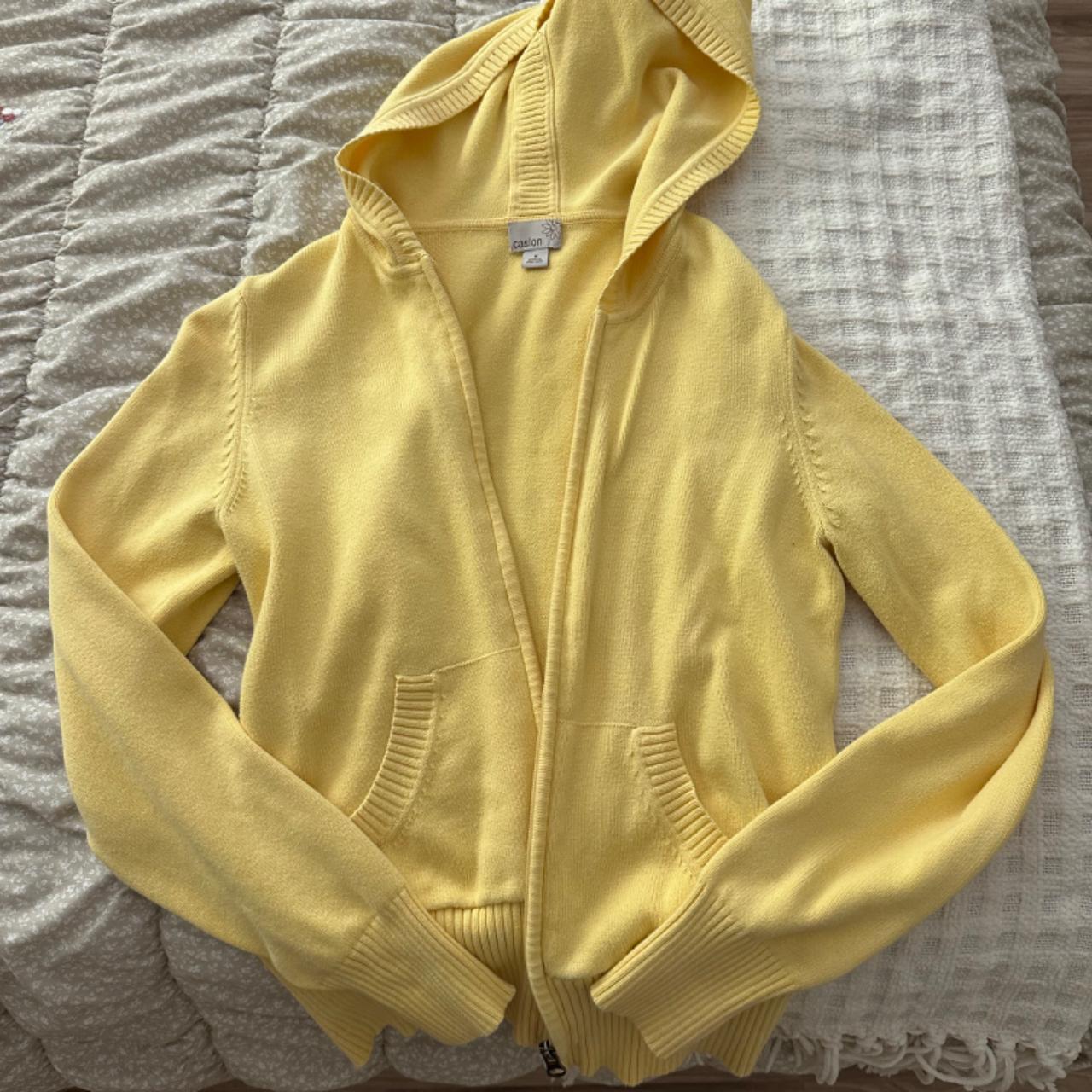 yellow fitted zip up jacket | Depop