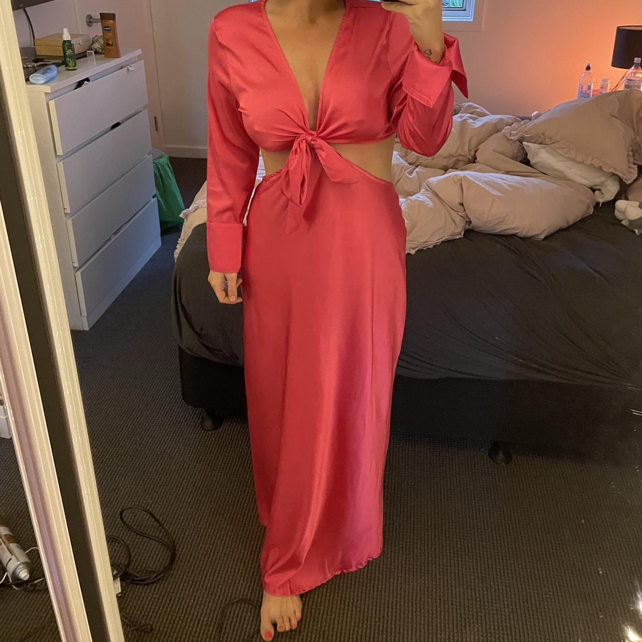 Runway pink two piece size Large. Back was stitched... - Depop