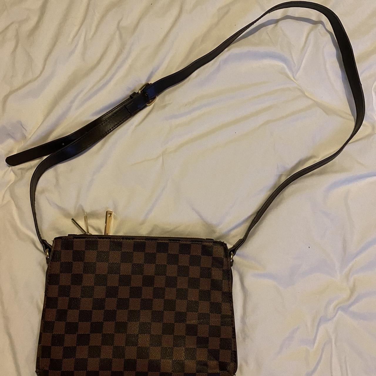 Brown Cheque Crossbody Bag #brown #crossbody #bag... - Depop