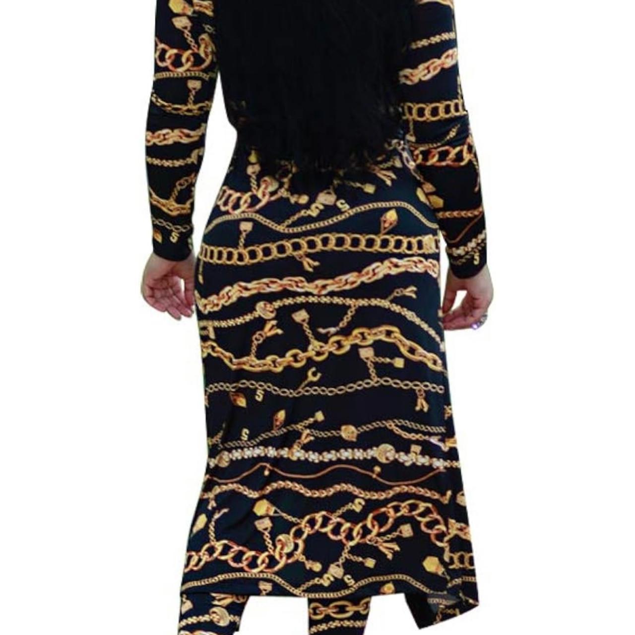 2-piece chain printed long sleeves open front... - Depop