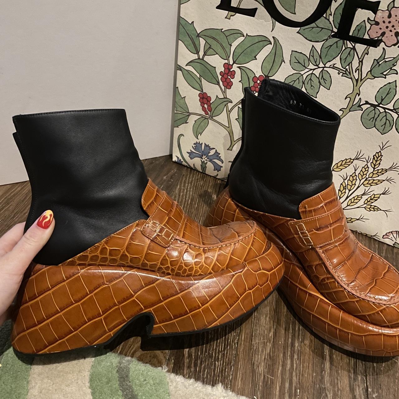 Loewe Wedge Loafer Boots in Tan/Black Size 39 U.K.... - Depop
