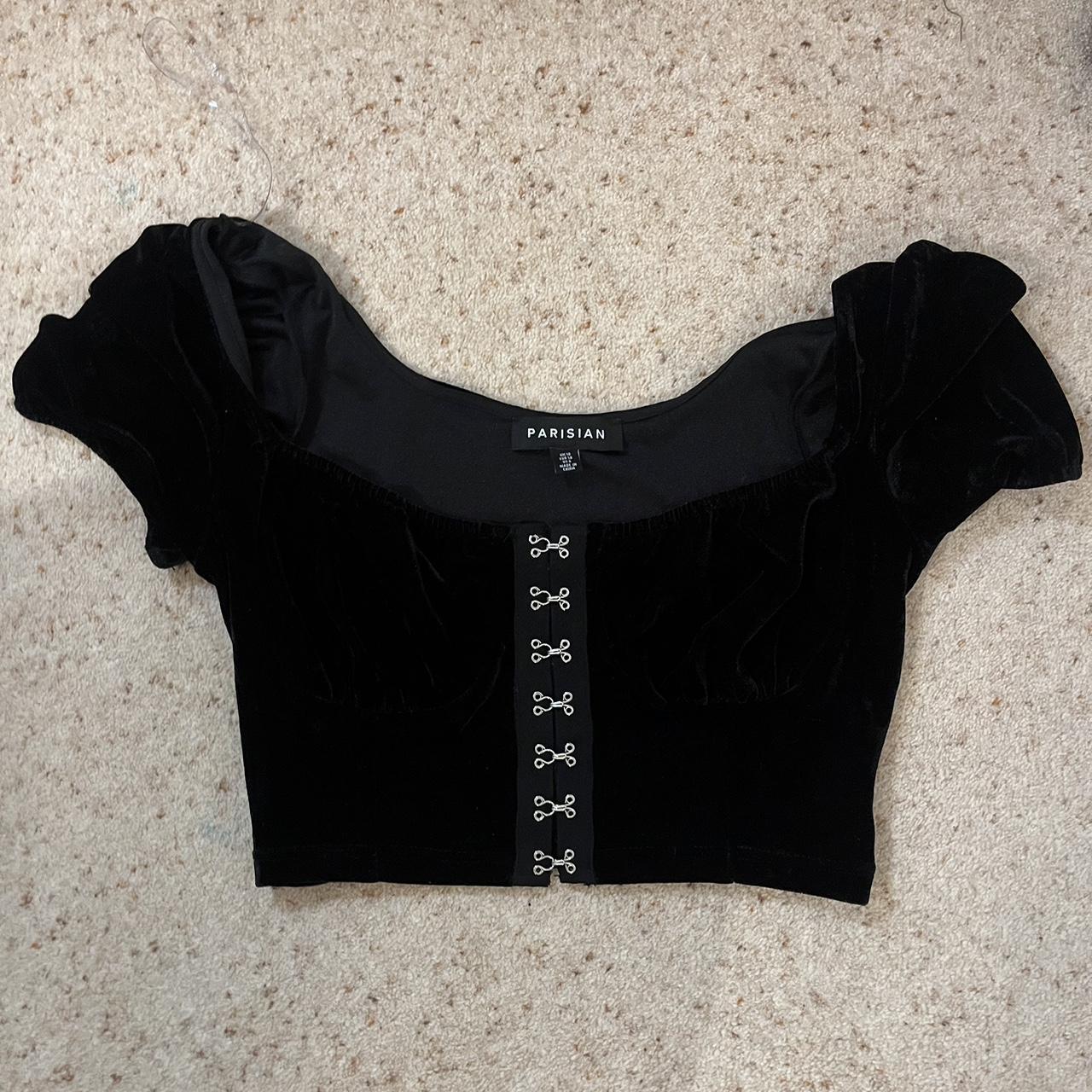 Black velvet crop top - Depop