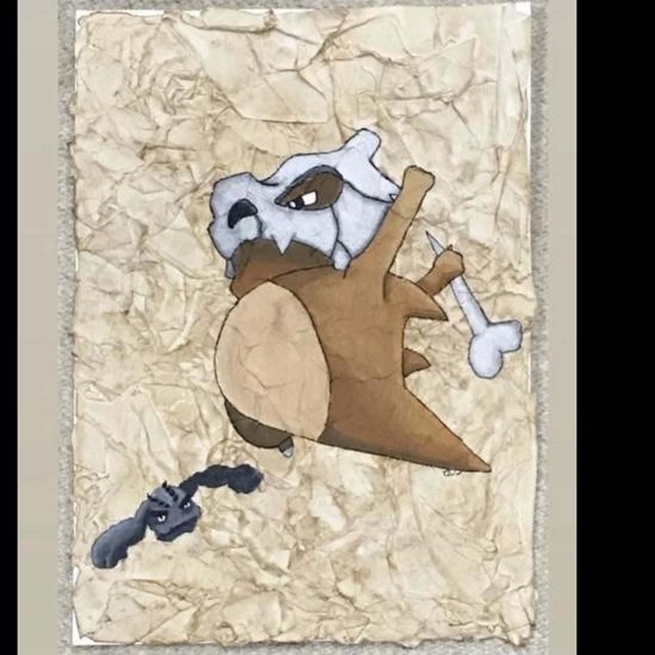 Cuborn vs Geodude Coffee stained paper with... - Depop