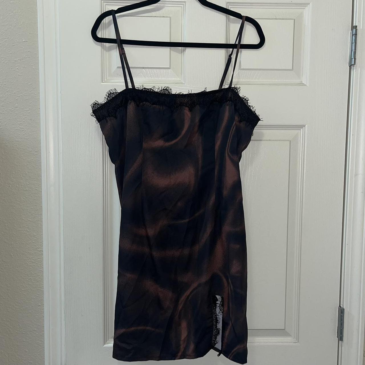 Multi-Color Slip Dress with Lace Trim Material is... - Depop