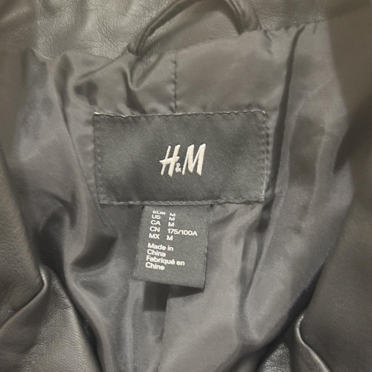 H&M Black Leather Moto Jacket Men’s Medium Worn on... - Depop