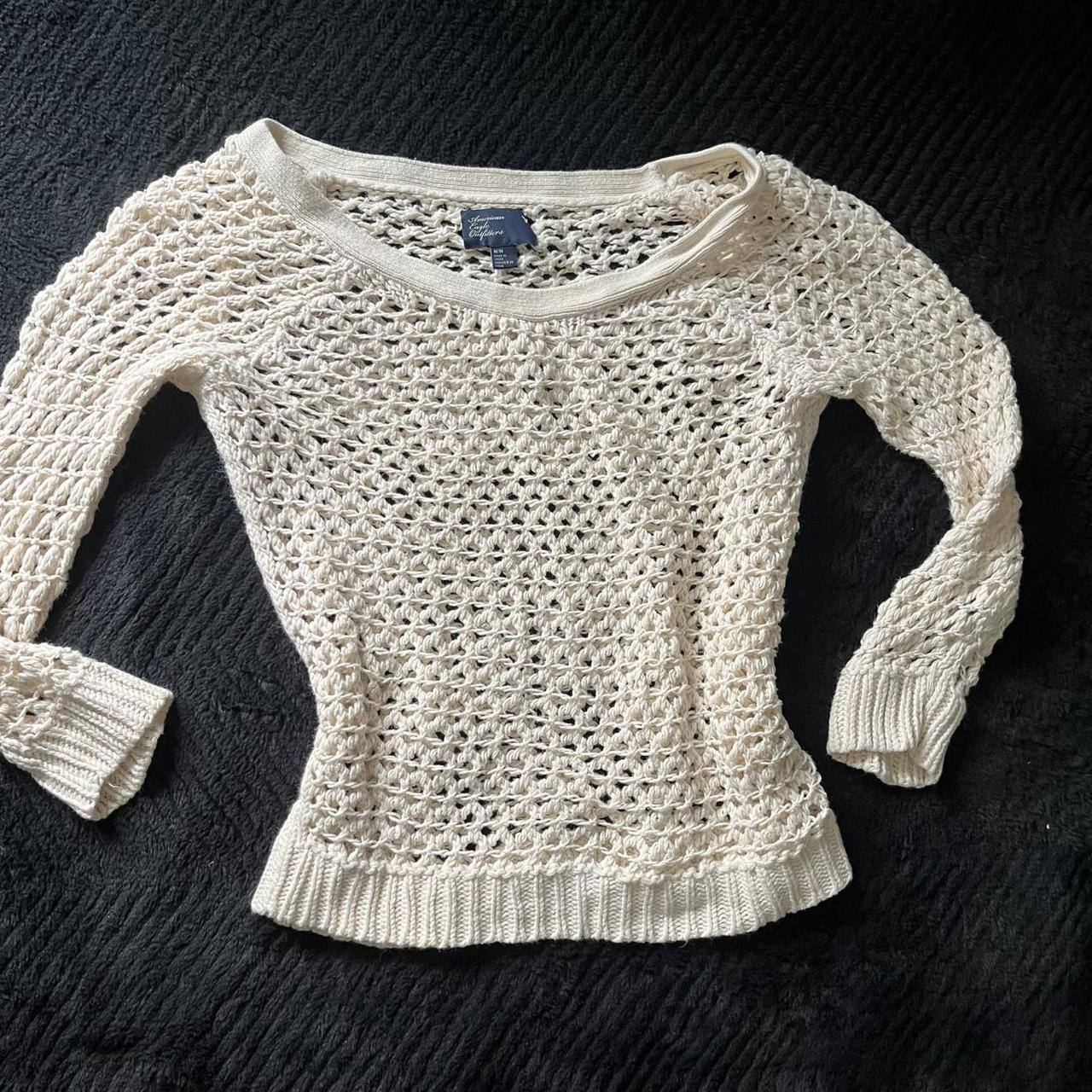 cream chunky crochet swearer makes an amazing... | Depop