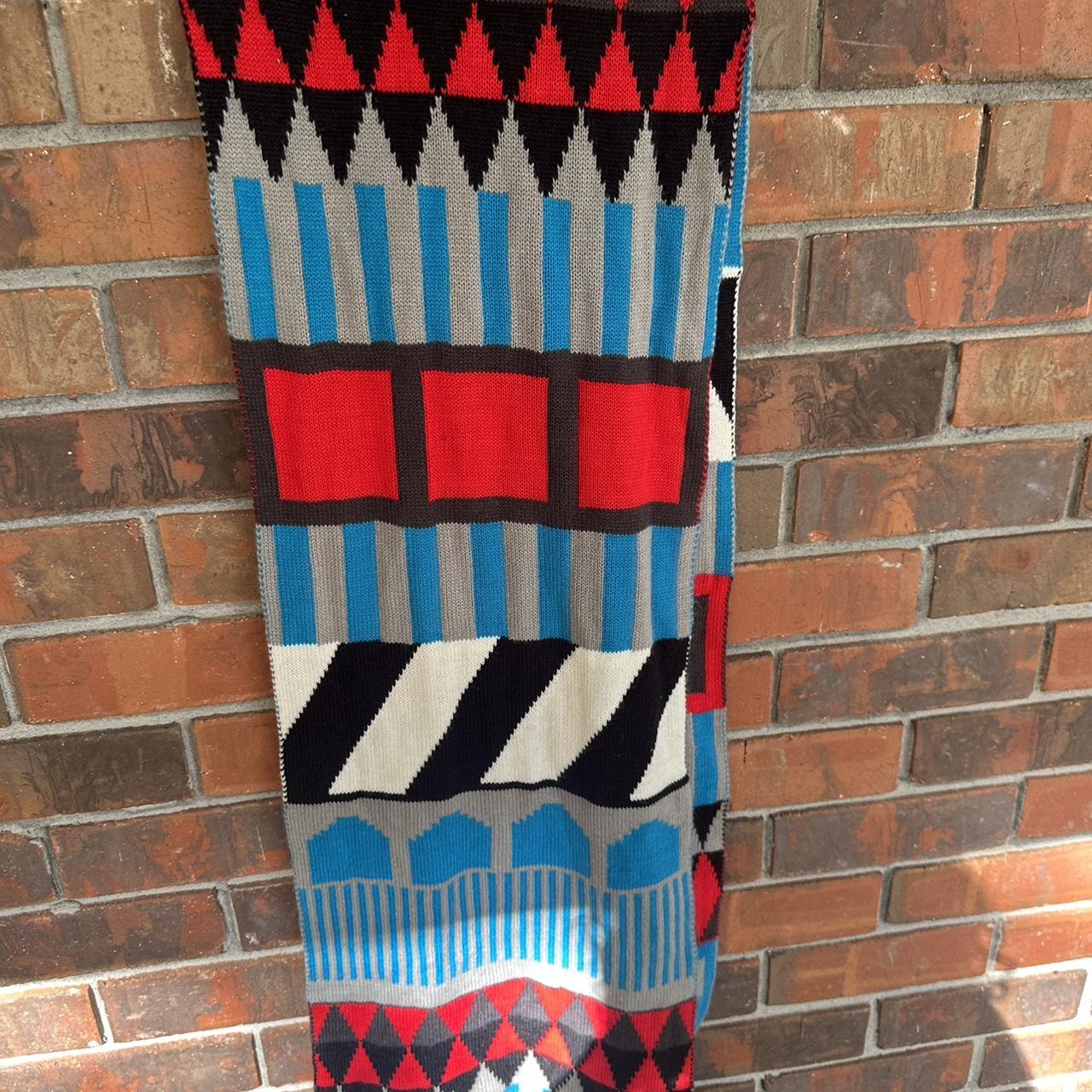 Large Knit Scarf Tribal Pattern Acrylic - Depop