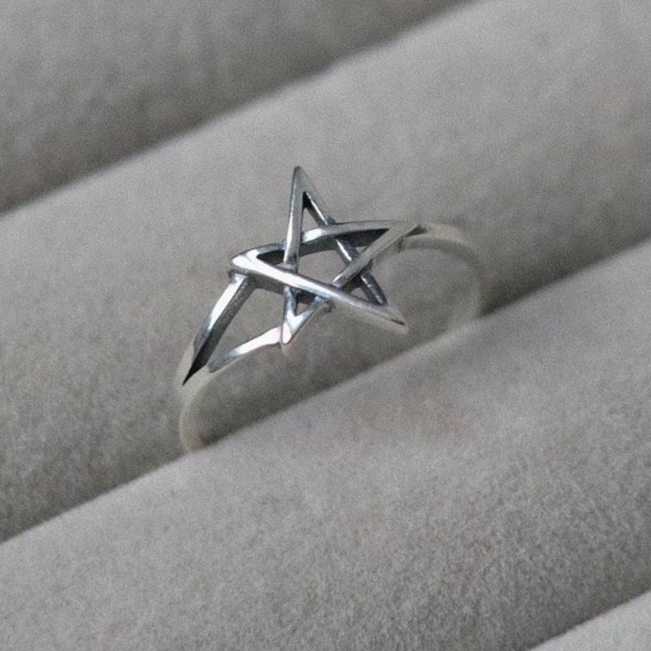 Sterling Silver Star Ring -Adjustable size -Solid... - Depop
