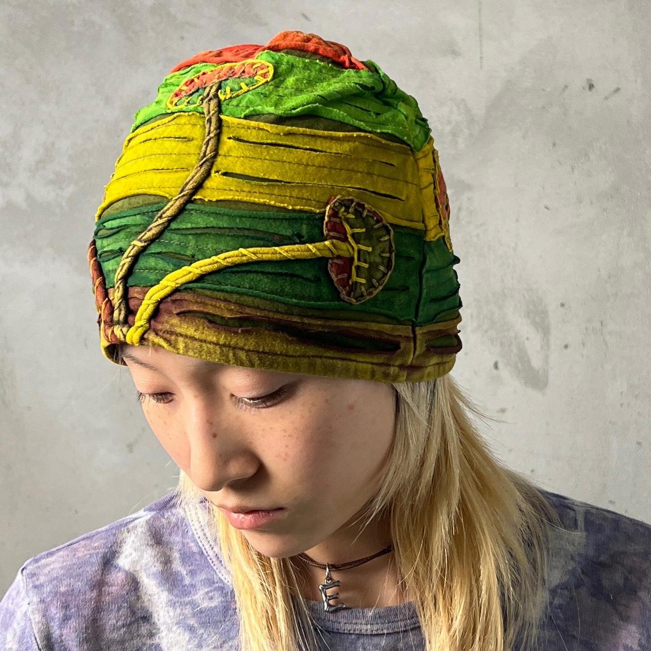 Rare 3 Mushroom Psychedelic Style Handmade Beanie... - Depop