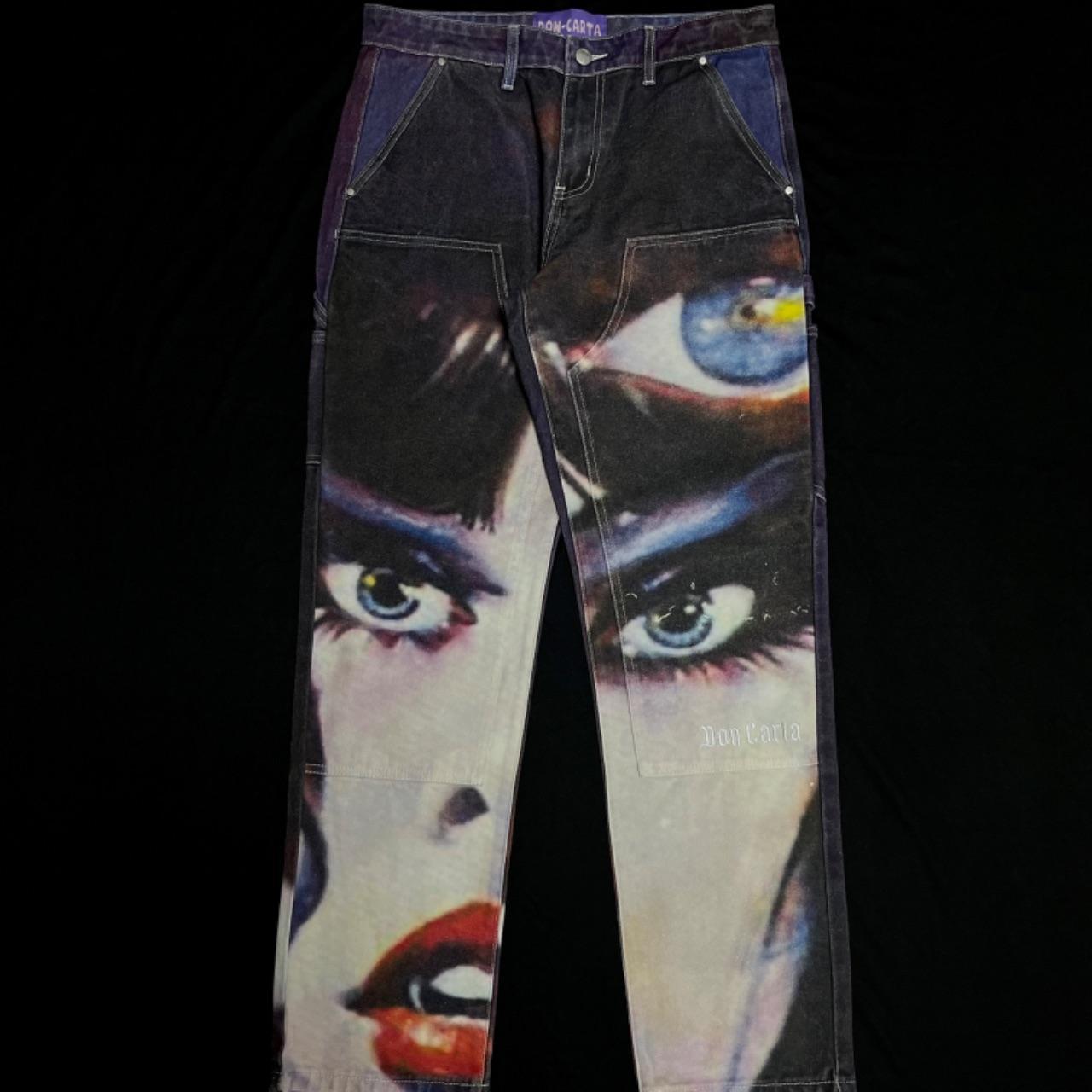 Rare Don Carta Third Eye Print Double Knee Workpants... - Depop