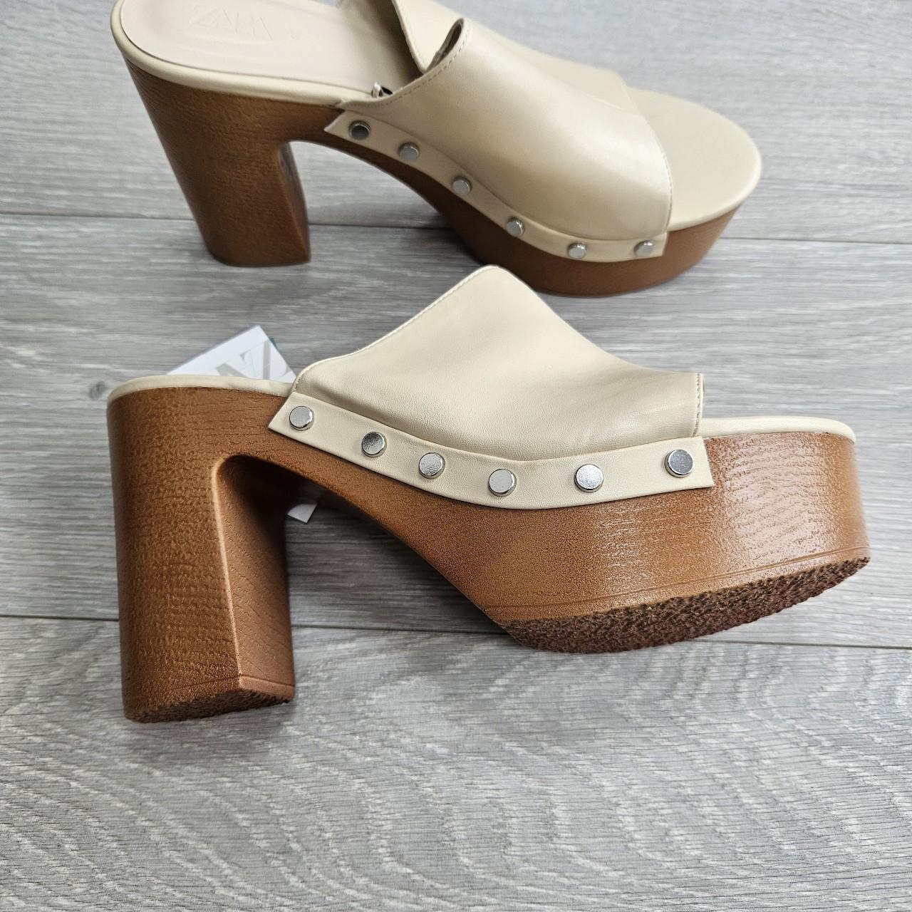 Zara Women's Tan and Cream Sandals | Depop