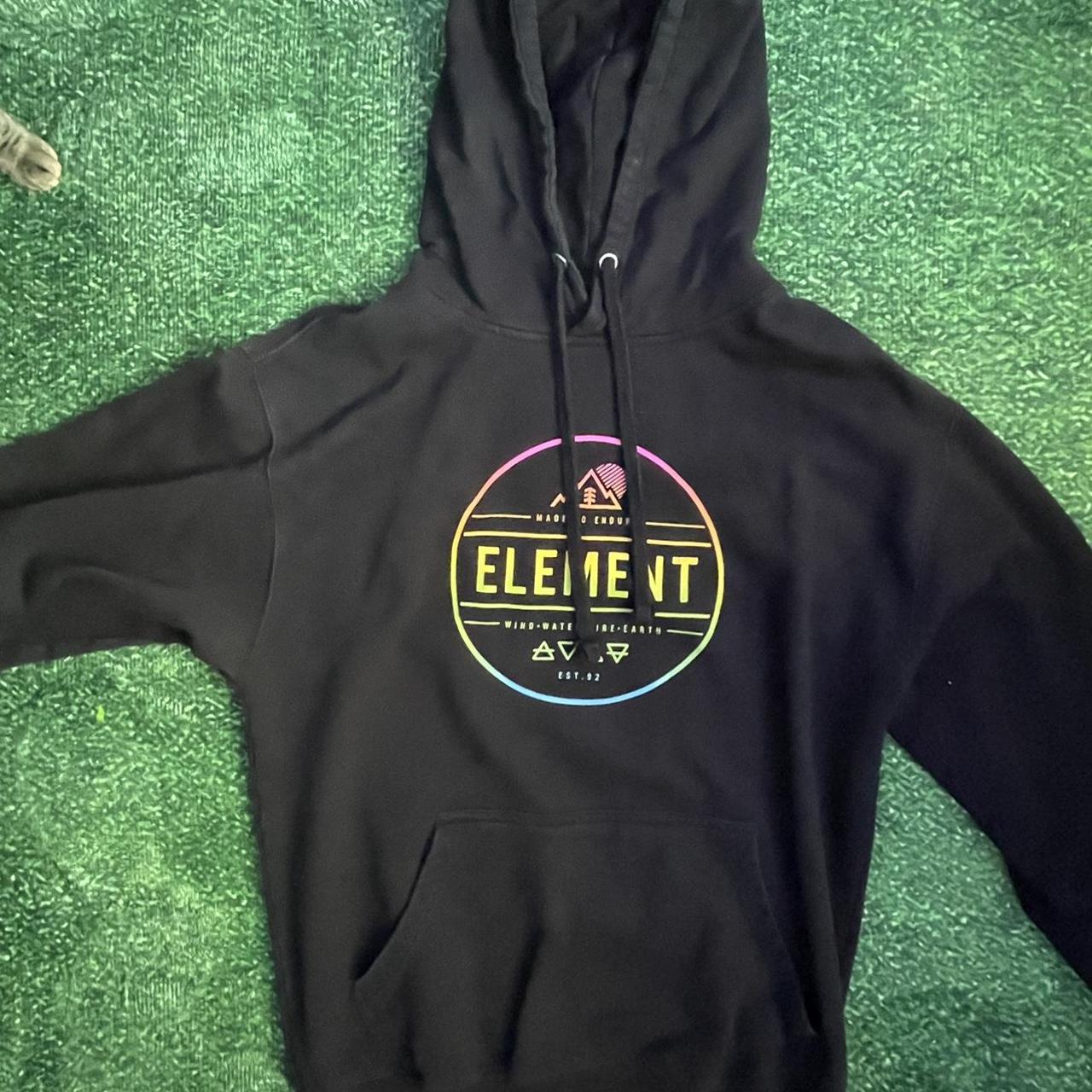 Washed black vintage skater element hoodie Size... - Depop