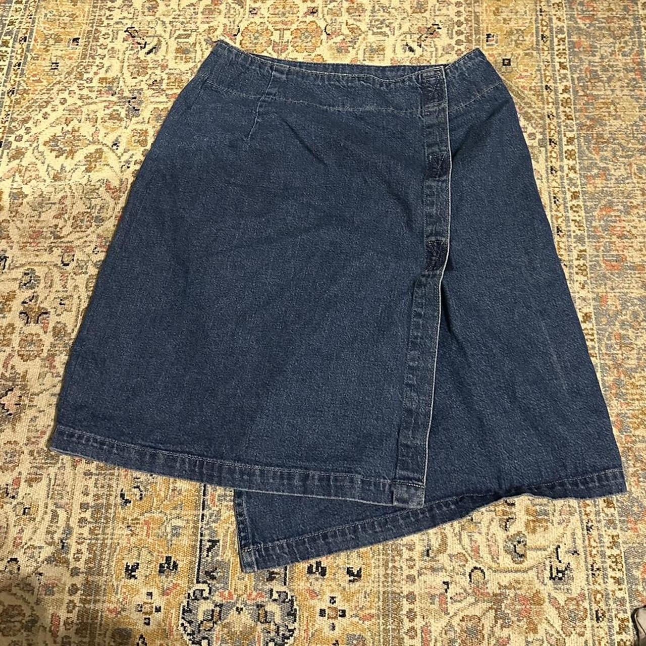 Velcro Denim Wrap Skirt Extra Button For Depop