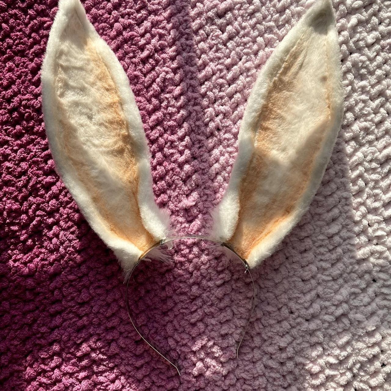 White Cosplay Bunny Ears Semi-Realistic and... - Depop