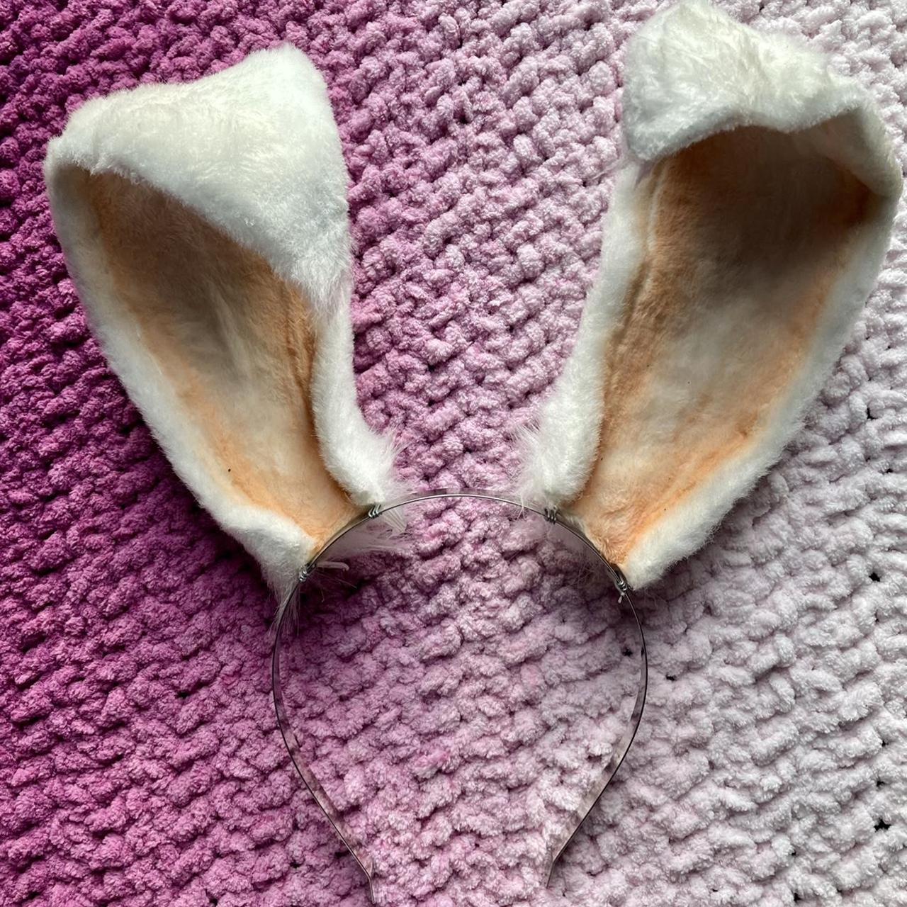 White Cosplay Bunny Ears Semi-Realistic and... - Depop