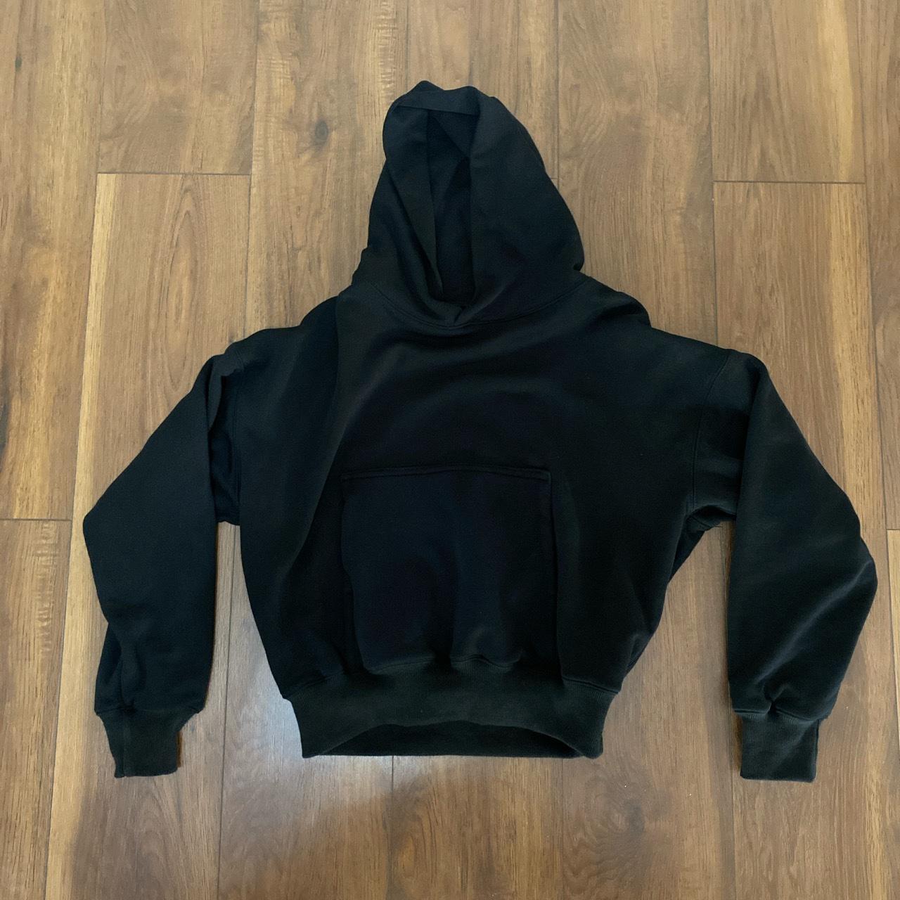 black double layered heavyweight blank hoodie in a... - Depop