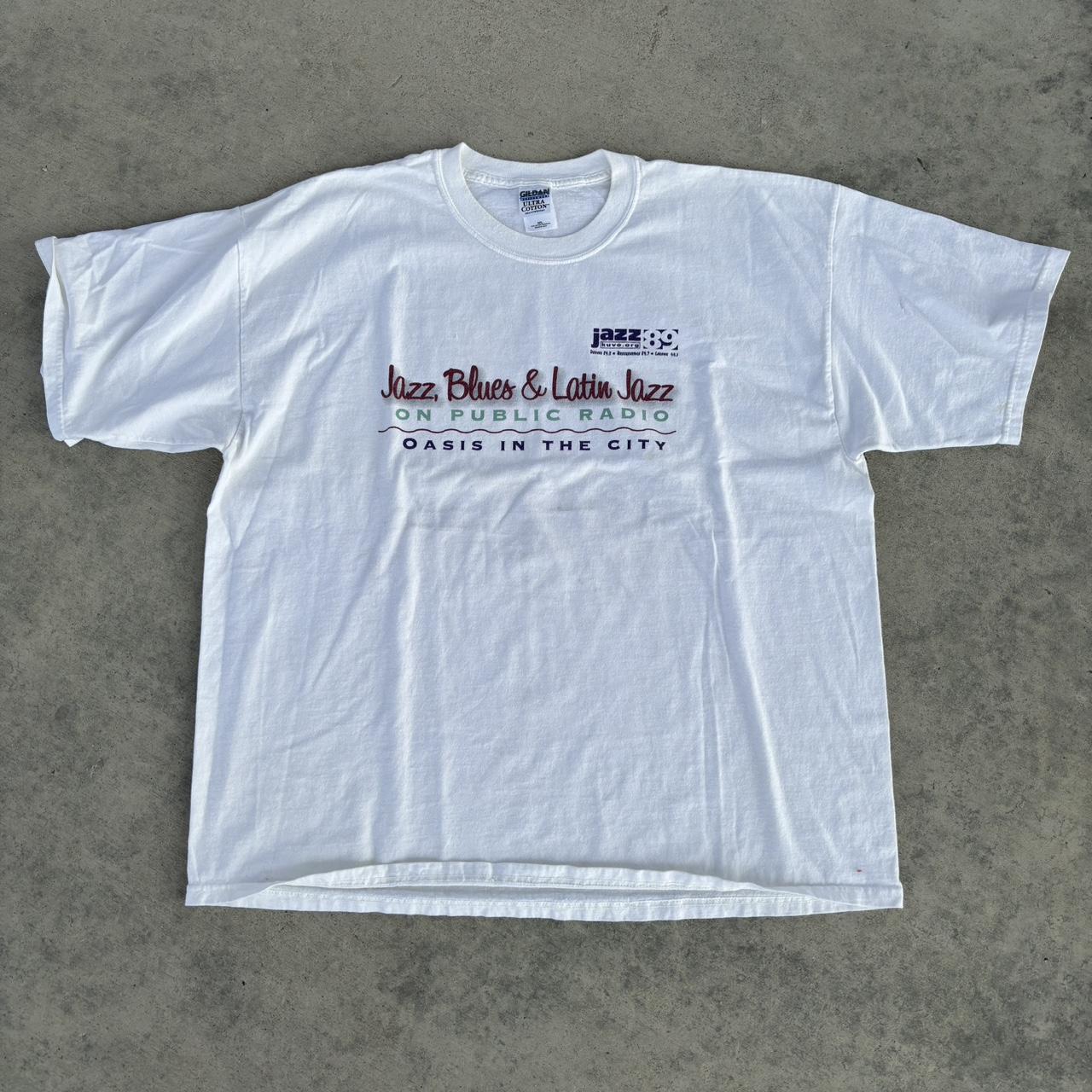 Vintage radio jazz station T shirt front n back hit... - Depop