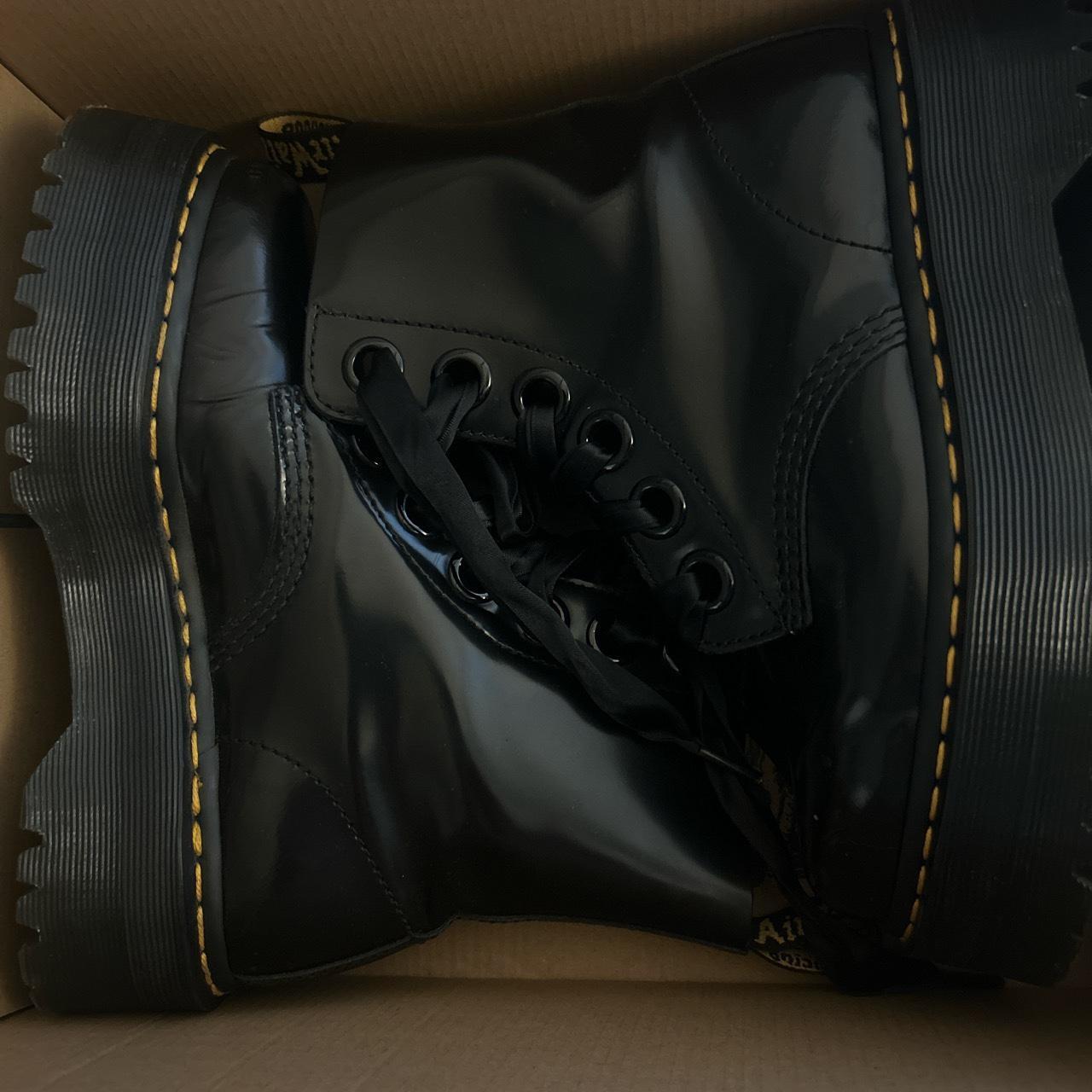 doc martin black platform boots with box worn twice... - Depop
