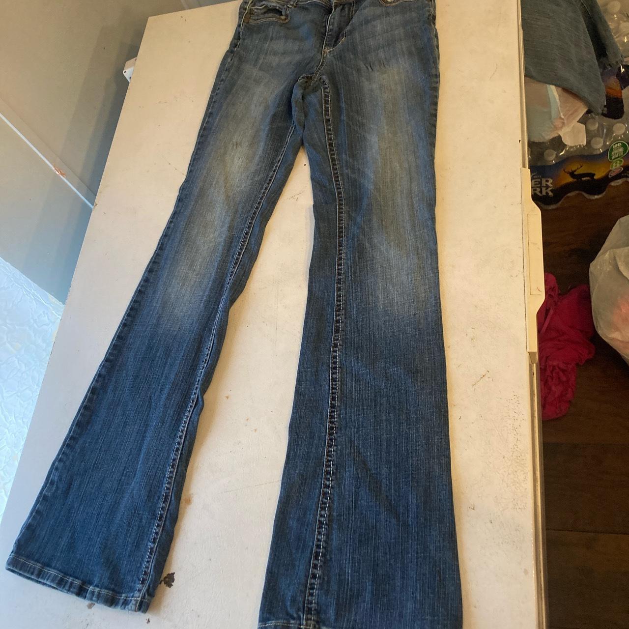 Lei flared bootcut y2k low rise jeans with embroidery - Depop