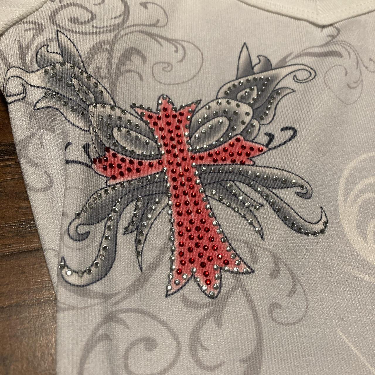 Y2k 2000s design grunge mall goth top affliction DM... - Depop