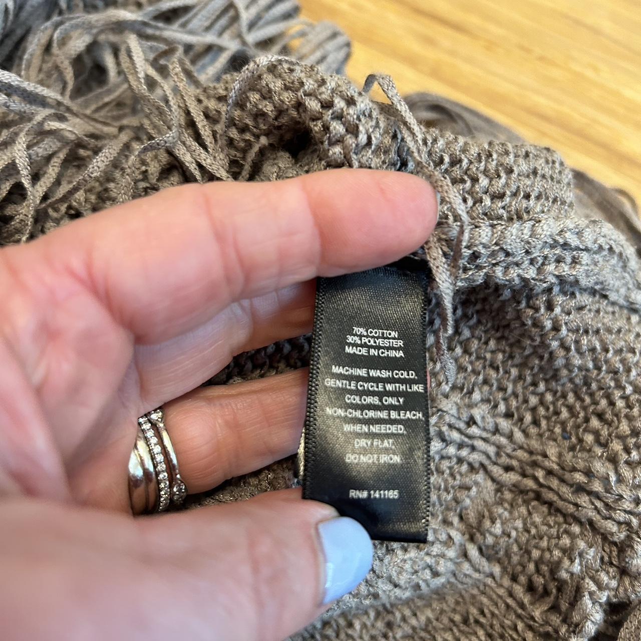 Harve Benard Khaki Tan Taupe Boho Fringe Cable Knit... - Depop