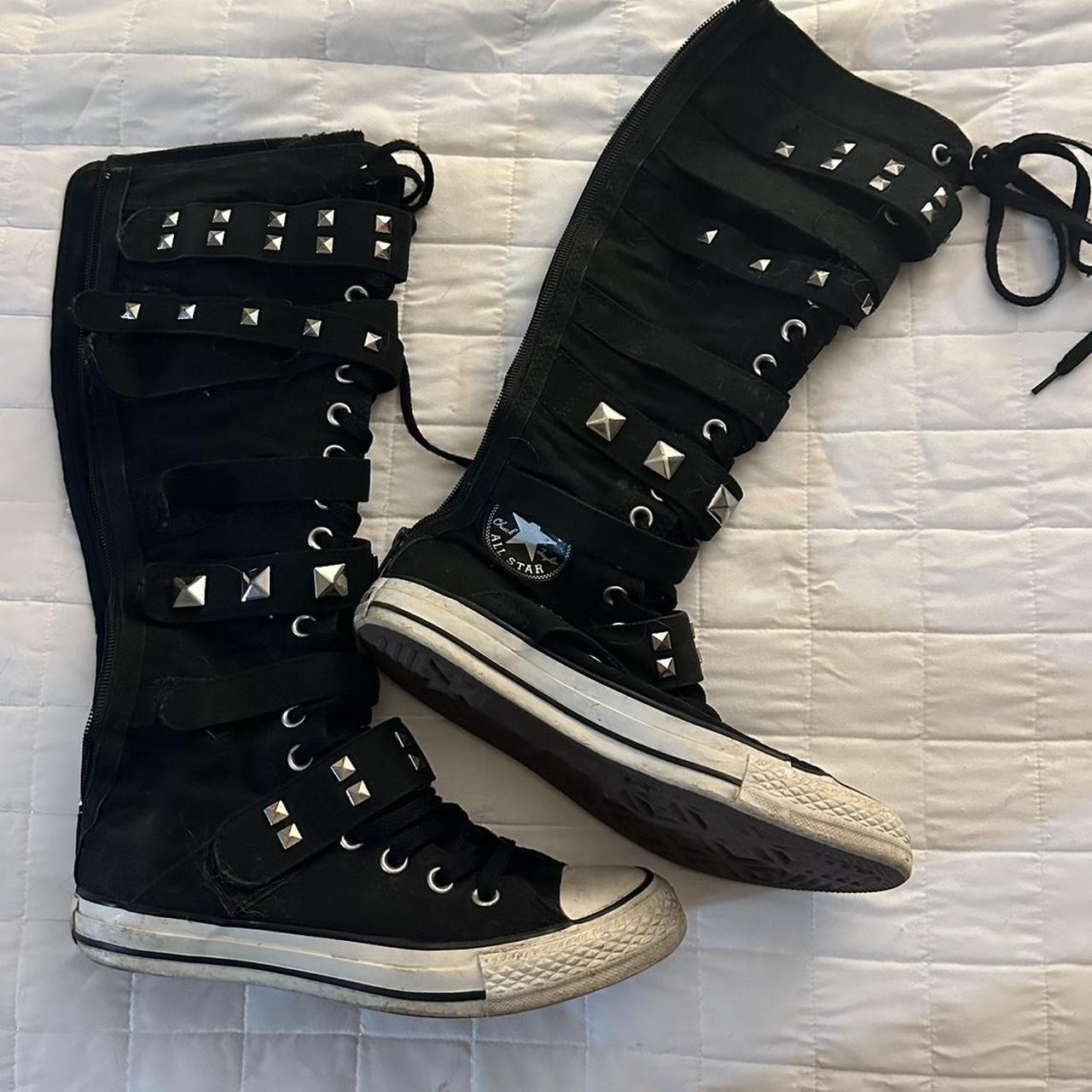 EXTREMELY RARE Y2K knee high studded Converse Chuck... | Depop