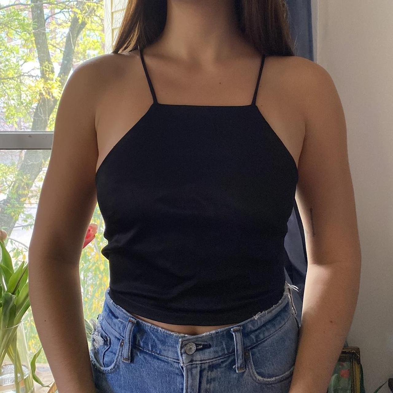 The Perfect Going Out Top Black Satin Lace Up Back Depop