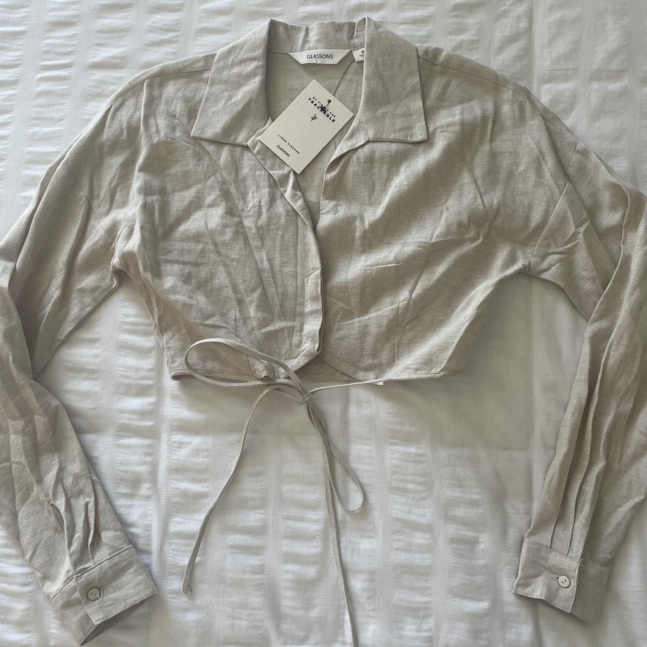 Glassons Beige tie long sleeve top. Tags still on.... | Depop