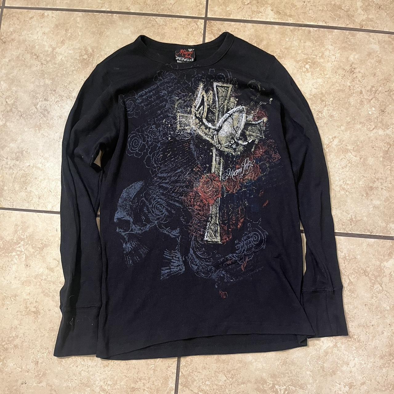SUPER HARD MIAMI INK THERMAL SIZE L FITS LIKE A... - Depop