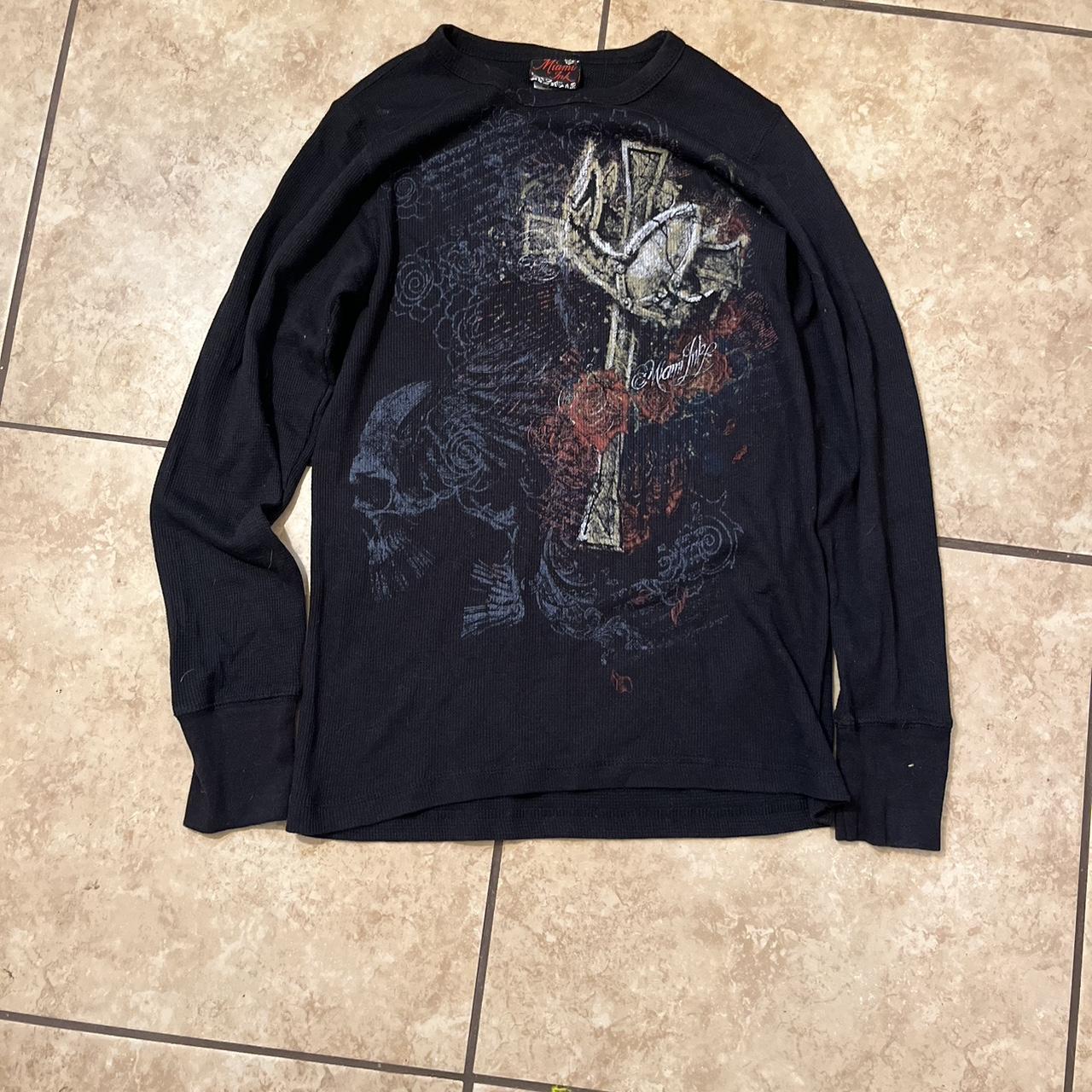 SUPER HARD MIAMI INK THERMAL SIZE L FITS LIKE A... - Depop