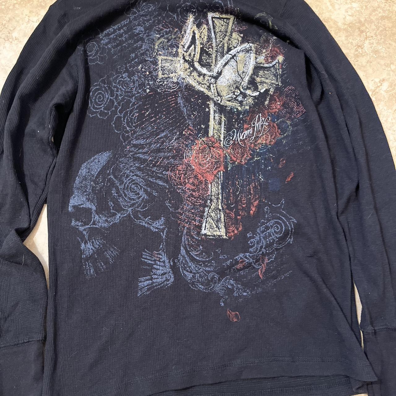 SUPER HARD MIAMI INK THERMAL SIZE L FITS LIKE A... - Depop