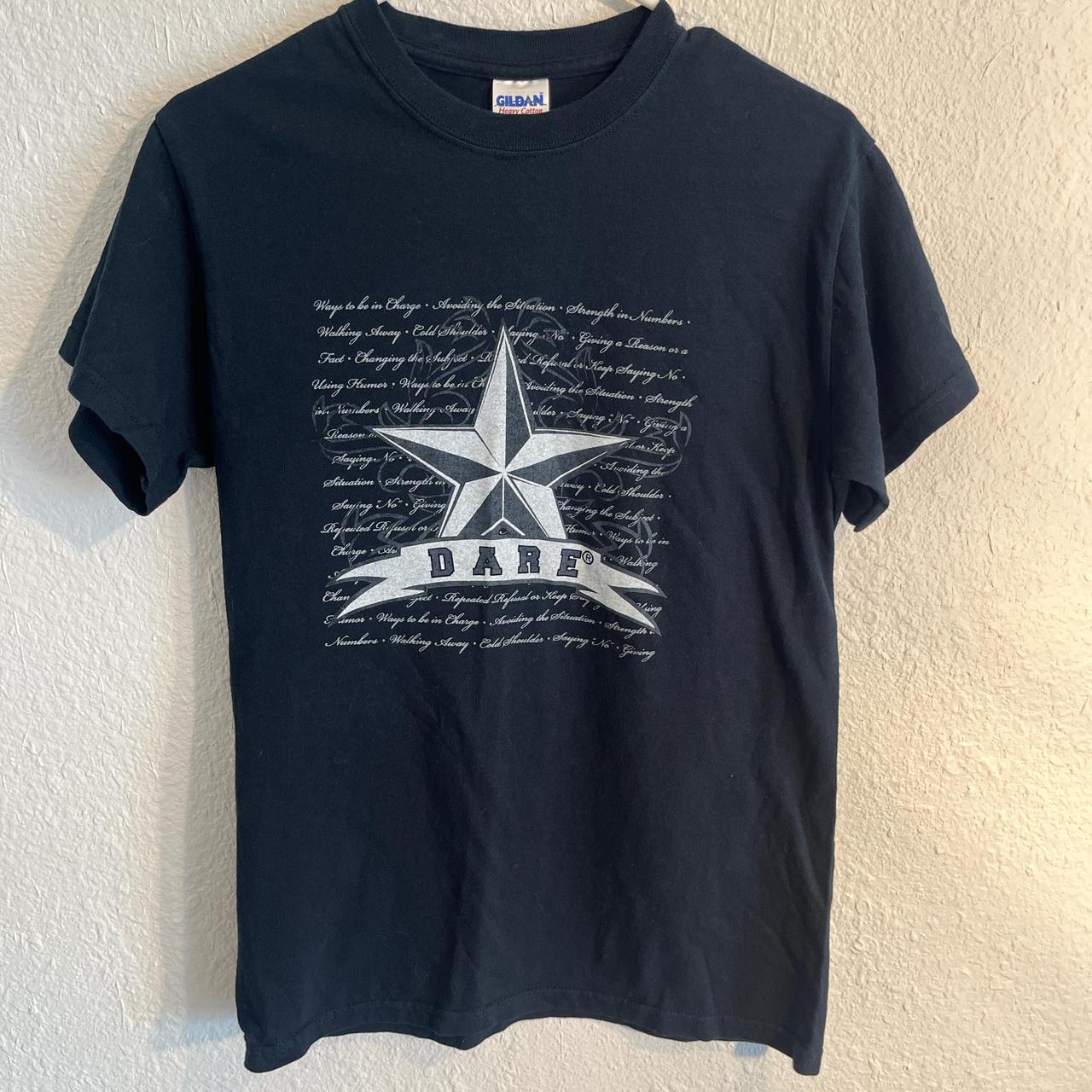 2000s y2k black and white Dare shirt dope star... | Depop