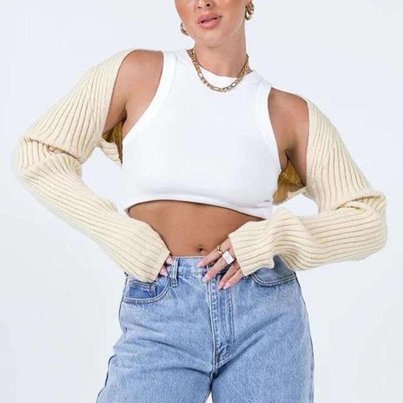 Princess Polly Cream knitted bolero Worn once for a... - Depop