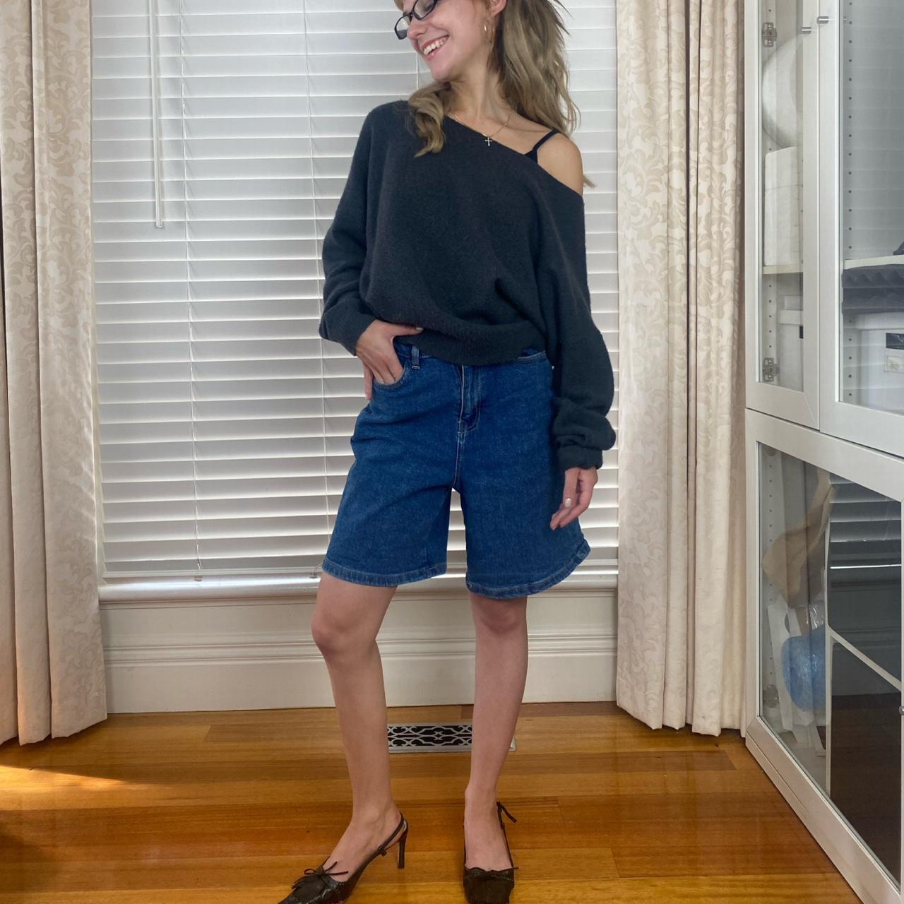 long dark blue jorts! perfect for pitch dark wash - Depop