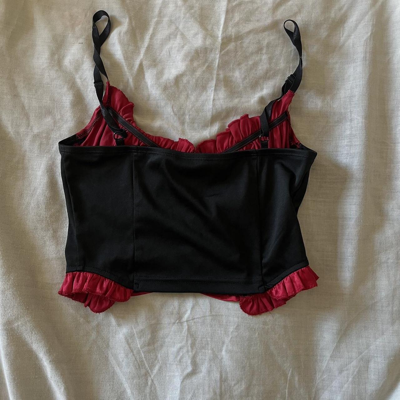Women's Red and Black Crop-top | Depop