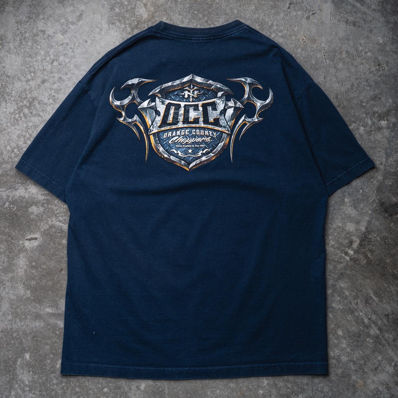 2000s OCC Orange County Choppers Navy Tee Shirt... - Depop