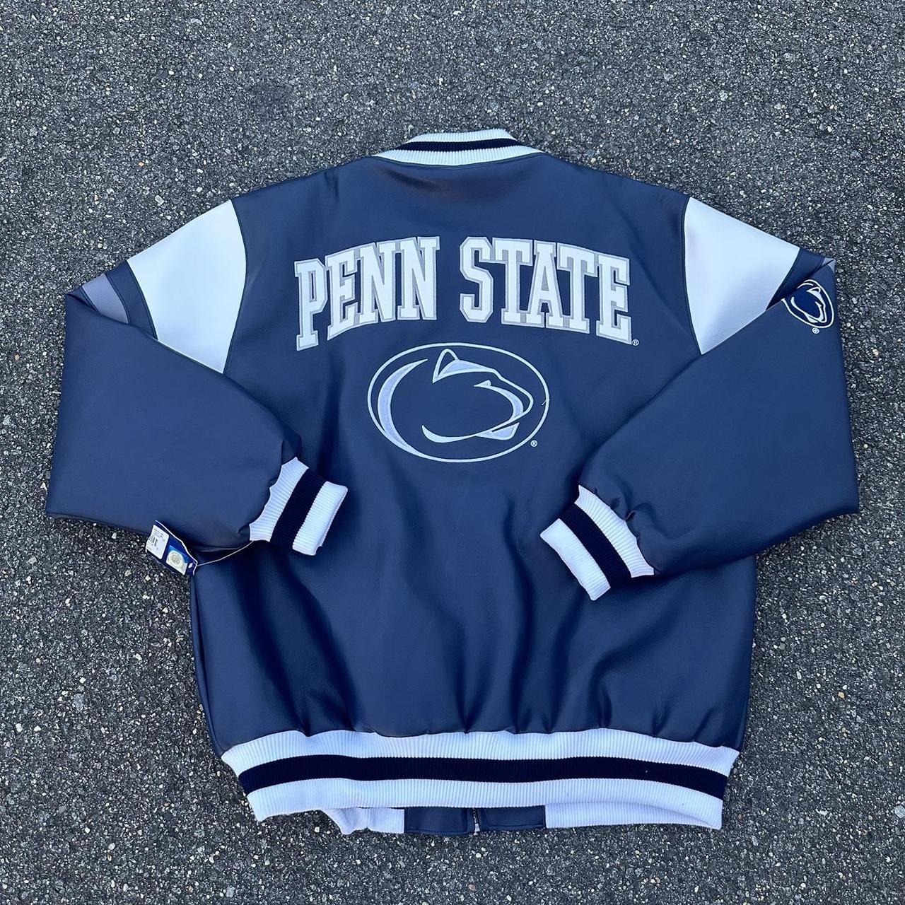 Penn State Leather Jacket *Measurements* 29In... - Depop