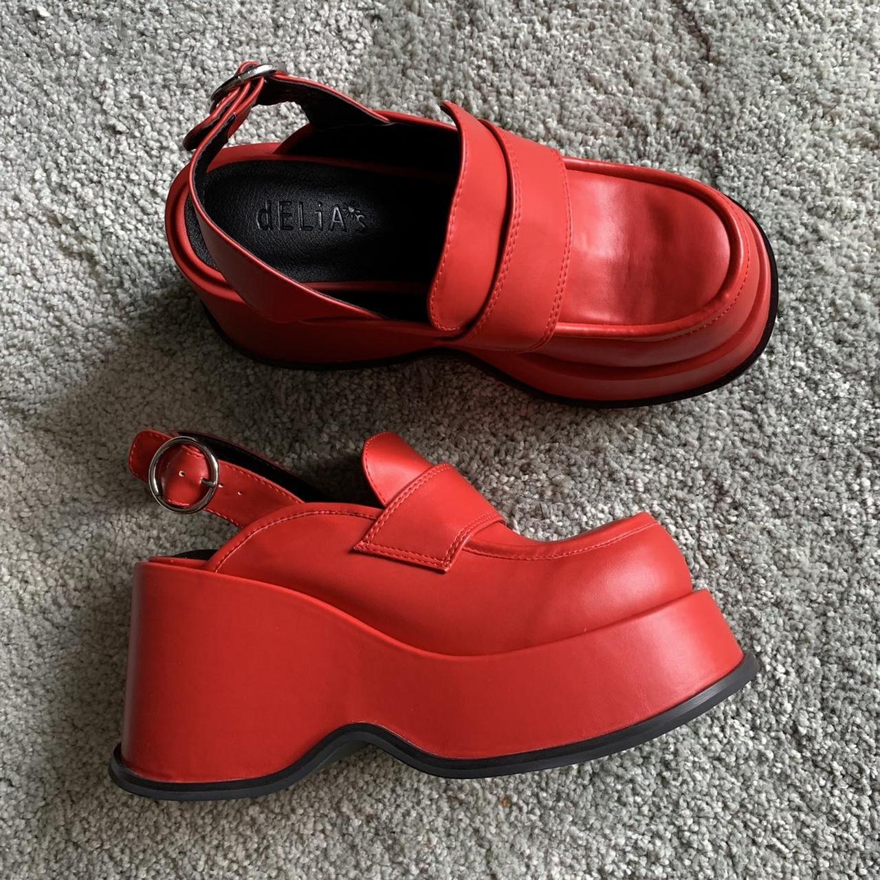 amazing super high red platform delia’s slingback... - Depop