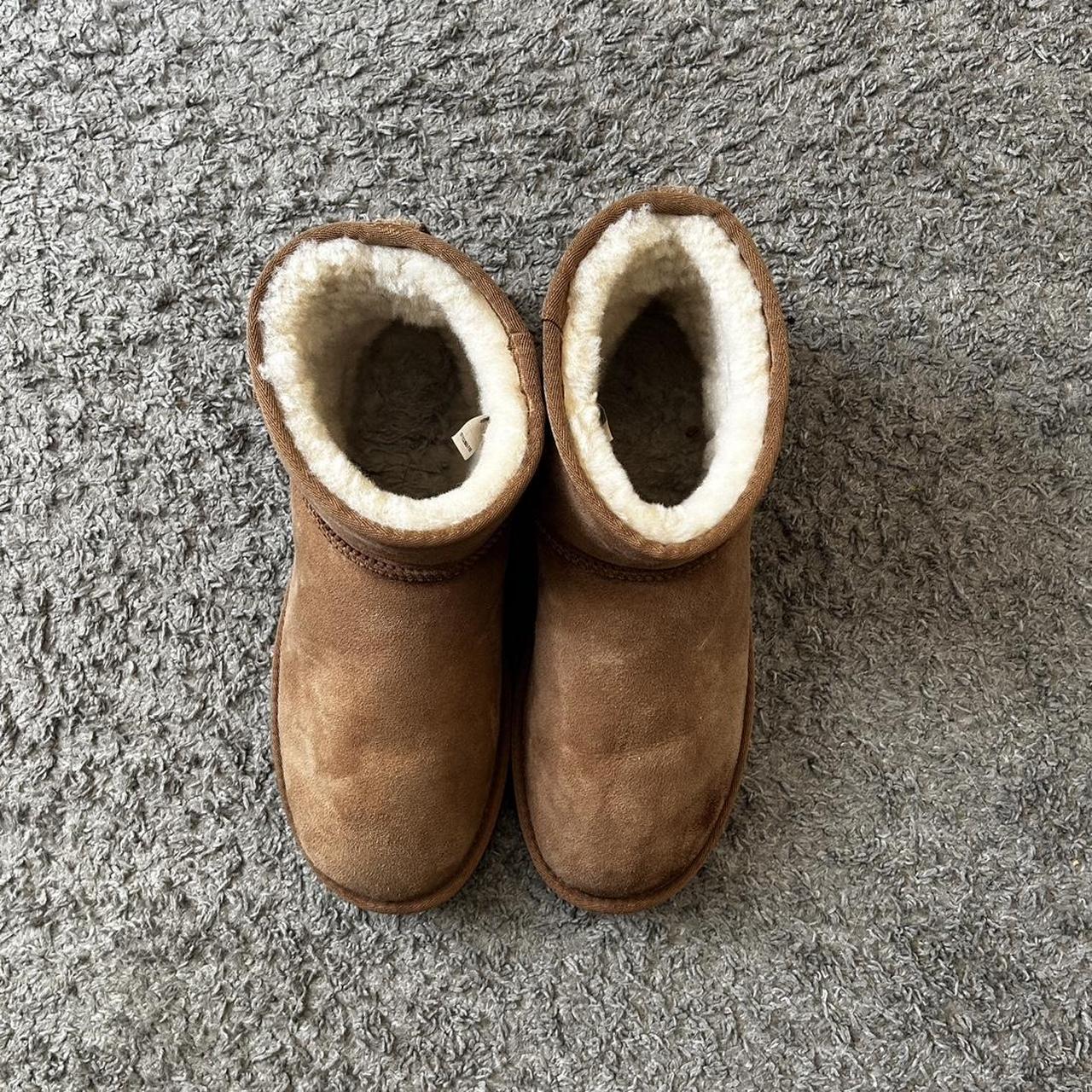 Chestnut Mini Boot Uggs Left boot has a permanent... - Depop