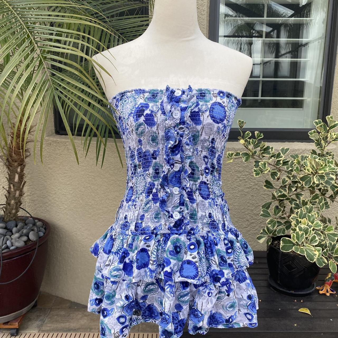 Body Central Women's Blue and White Dress | Depop