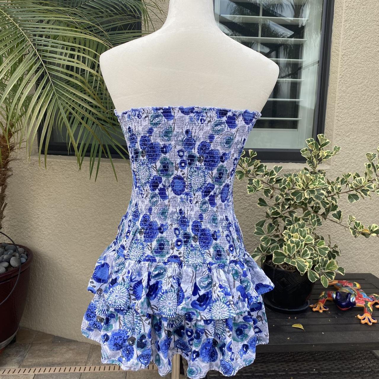 Body Central Women's Blue and White Dress | Depop
