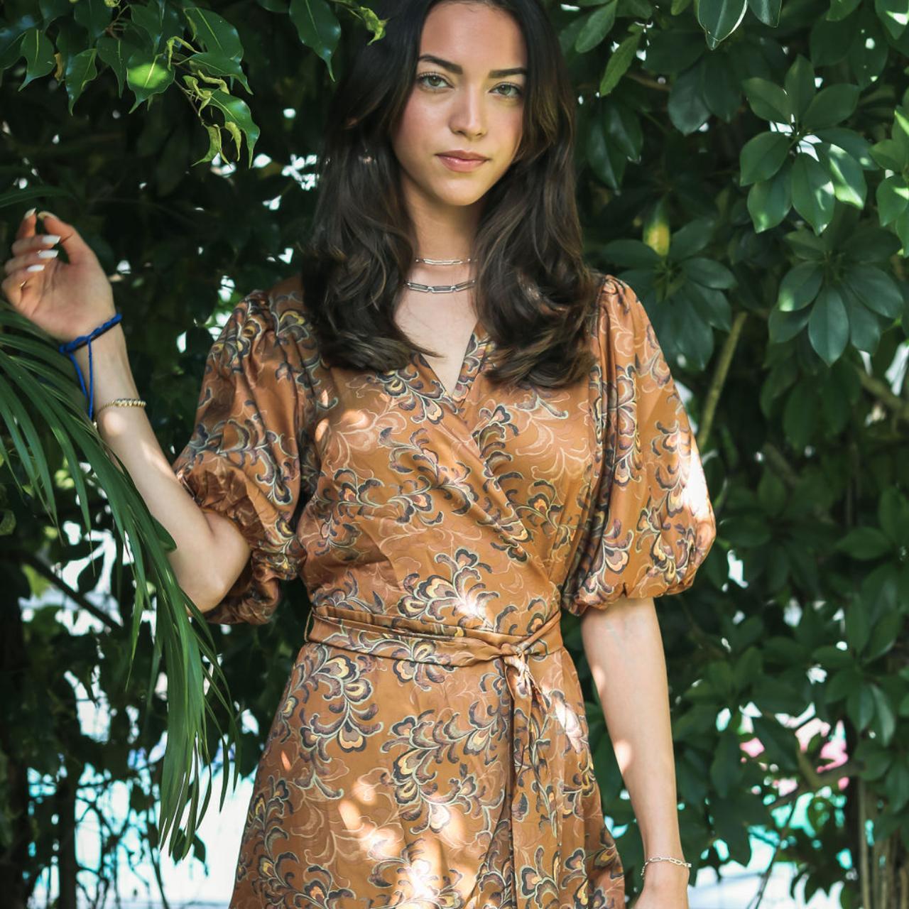 Model is 5'7 wearing size S Rap Dress Silky... - Depop