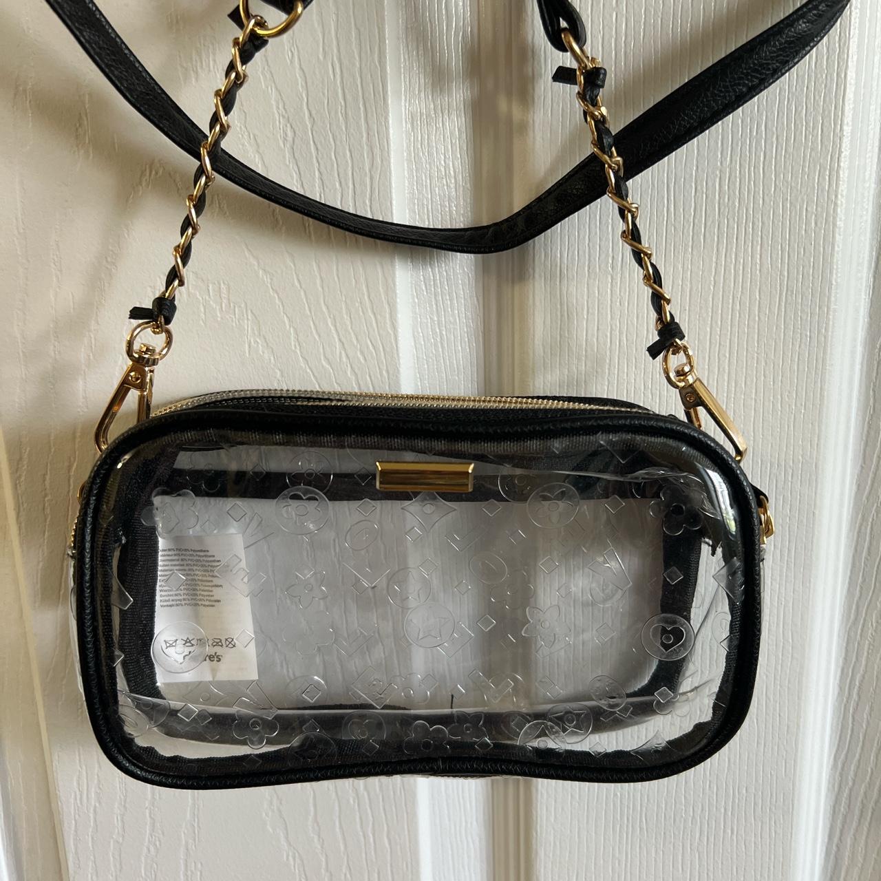 Clear crossbody monogram bag with black leather... - Depop
