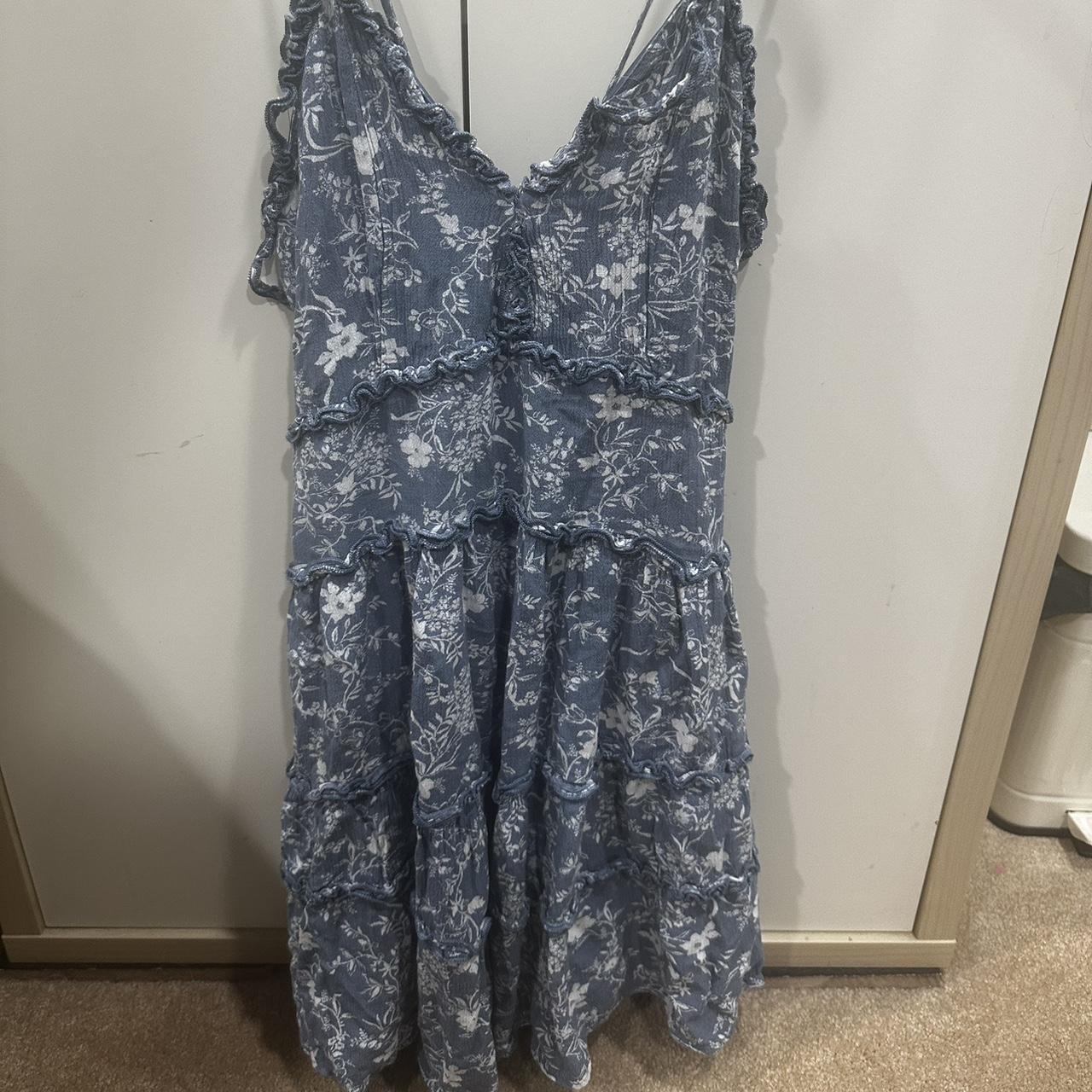 blue flowy mini dress size small quite a few signs... - Depop
