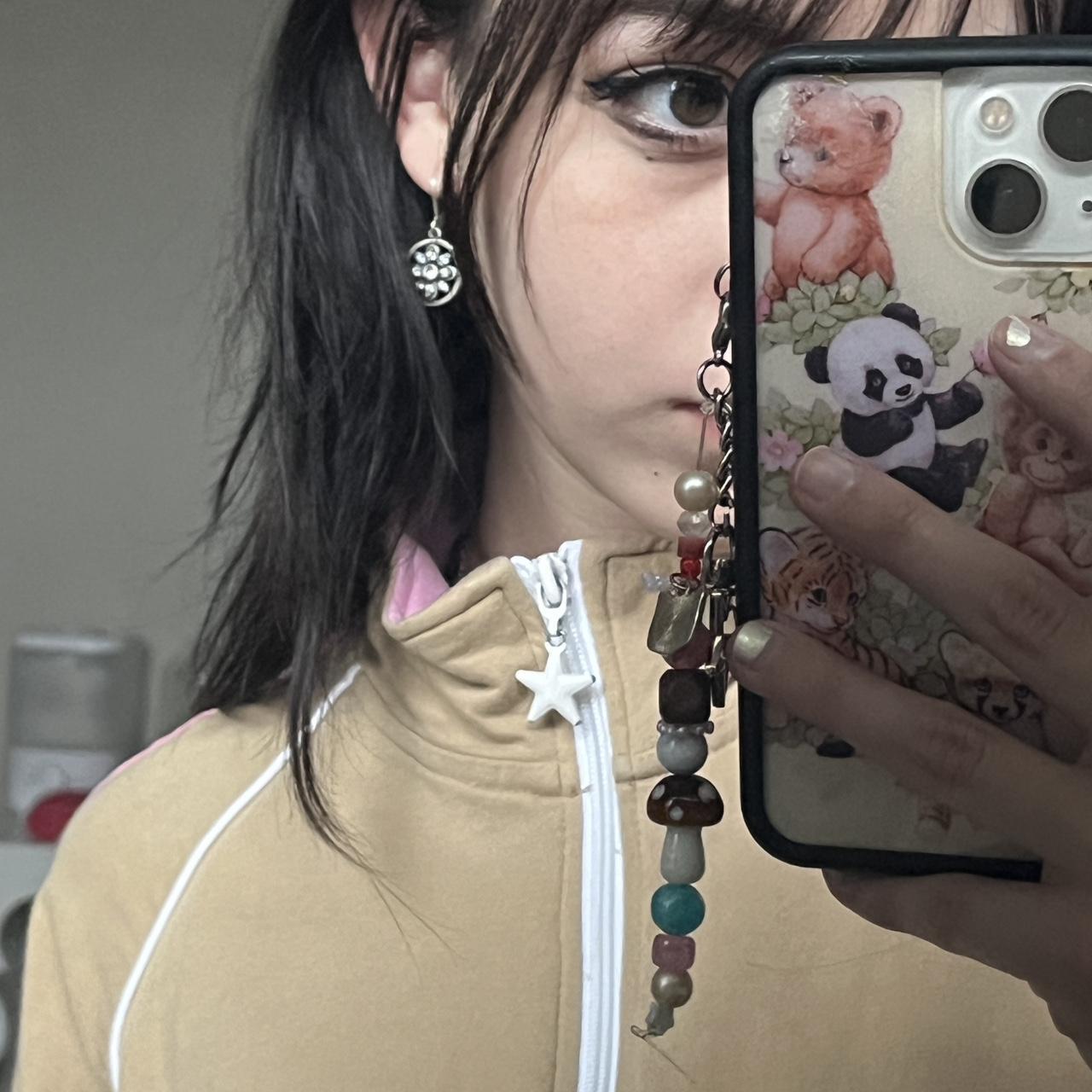 Brown and Pink Star Jacket 🌟 Cute details Great... - Depop