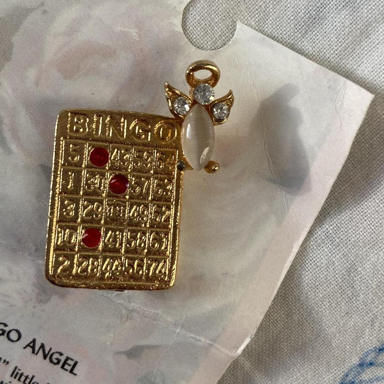 vintage bingo angel pin cute bingo gold pin with a... | Depop