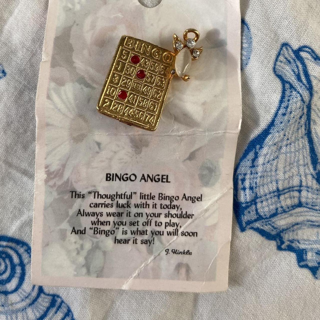 vintage bingo angel pin cute bingo gold pin with a... | Depop